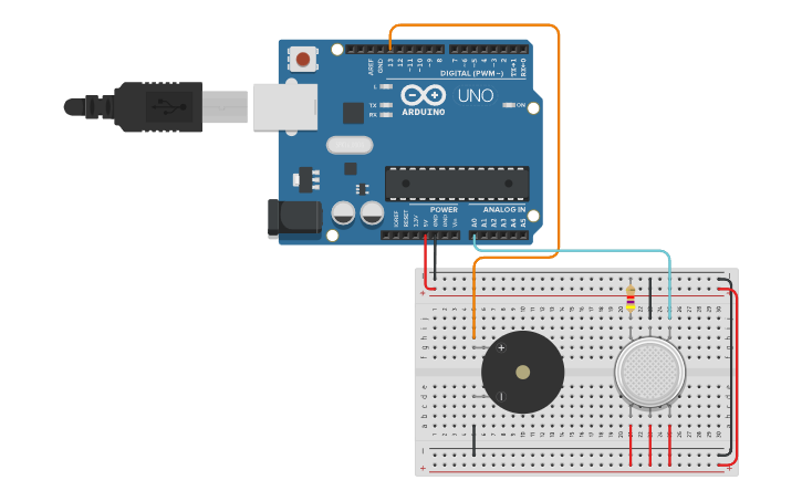 Circuit design Sensor Gas | Tinkercad