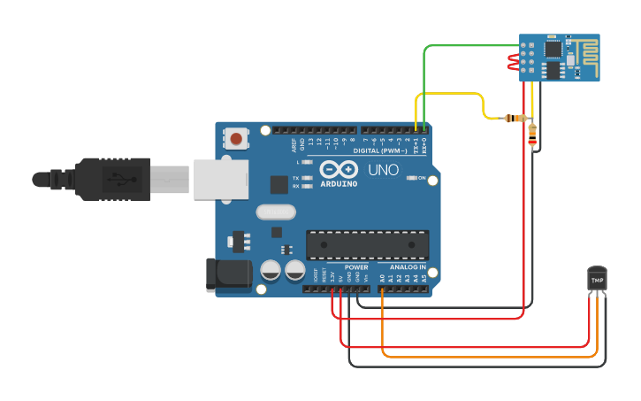 Circuit design Wifi Module ESP8266 - Tinkercad