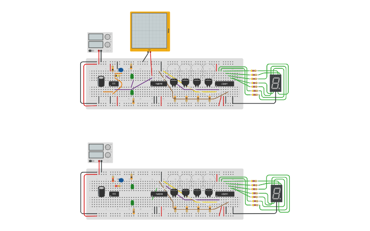 Circuit Design 7 Segment Counter 555 Clock Tinkercad