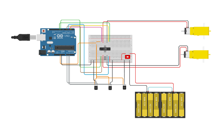 Circuit design line-follower schematic - Tinkercad