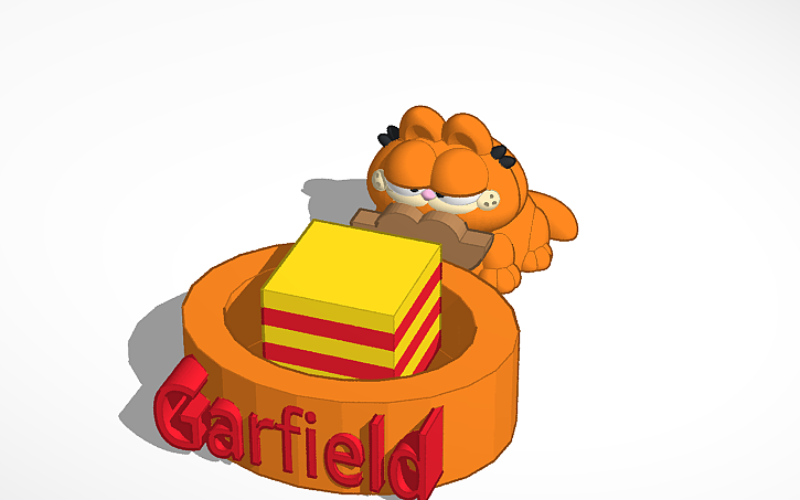 3D design Garfield with moustache at feeding time | Tinkercad