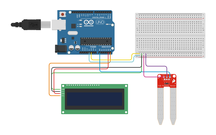 Circuit design SOIL MOISTURE - Tinkercad