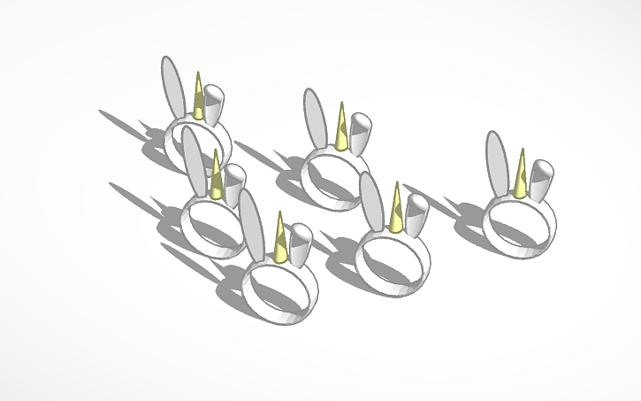 3D design bunnycorn rings - Tinkercad