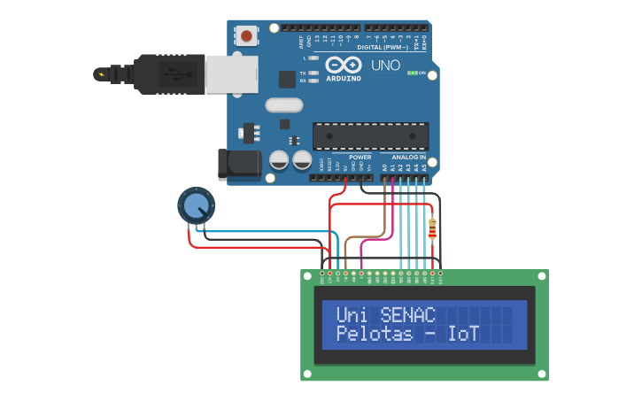 Circuit design ARDUINO + LCD 16X2 - Tinkercad
