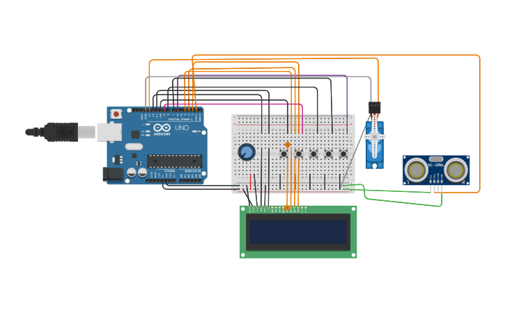 Circuit design Copy of Exemplo de Menu LCD - Tinkercad