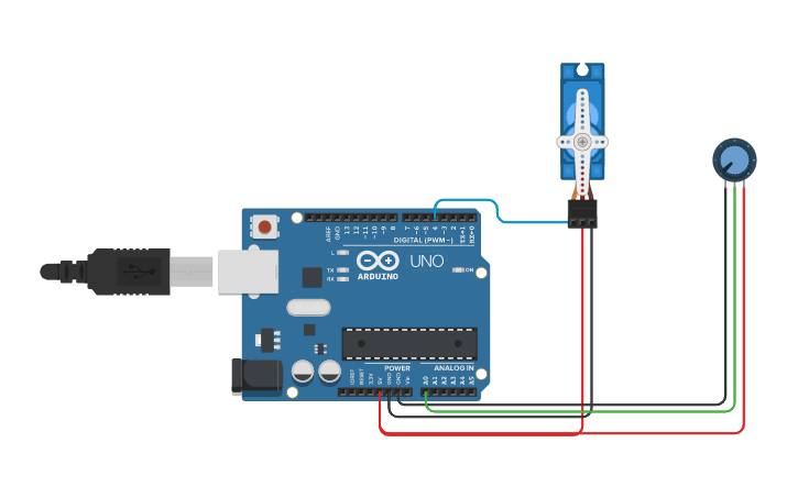 Circuit design Servo motor with potentiometer by Akshatha - Tinkercad Circuit design Servo motor with potentiometer by Akshatha - Tinkercad