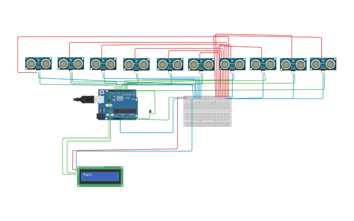 Circuit design SMART PARKING SYSYTEM - Tinkercad