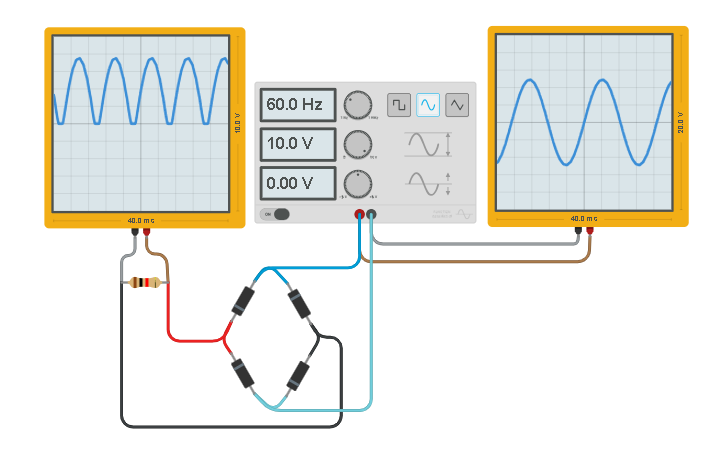 Circuit design Retificador onda completa - Tinkercad