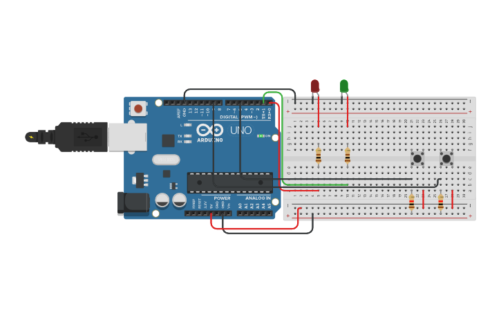 Circuit Design Buton İle Led Yakma Tinkercad