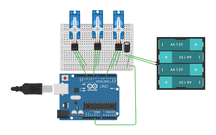 Circuit design Circuito 23 fuente externa - Tinkercad