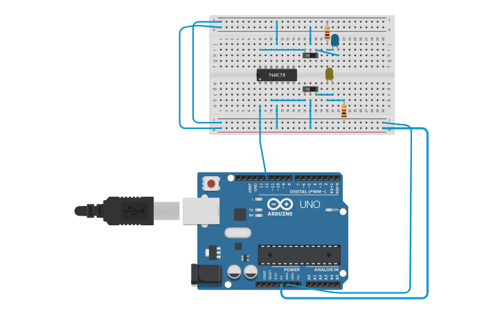 Circuit design IC 74H73 - Tinkercad