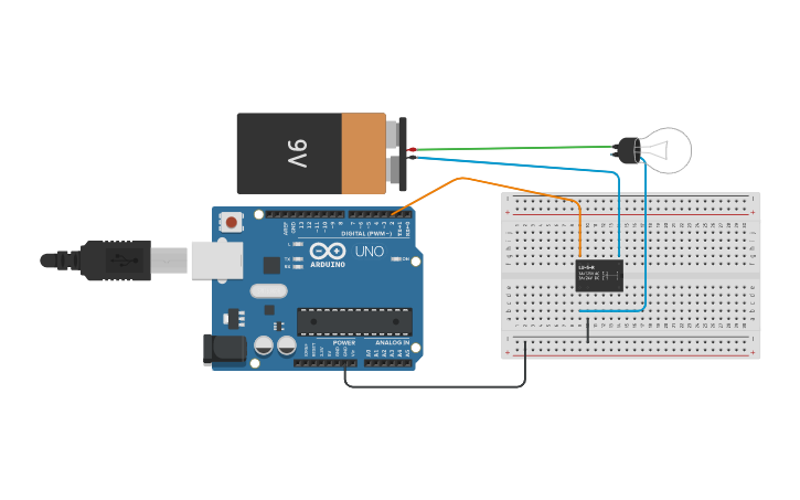 Circuit design RELÉ - Tinkercad