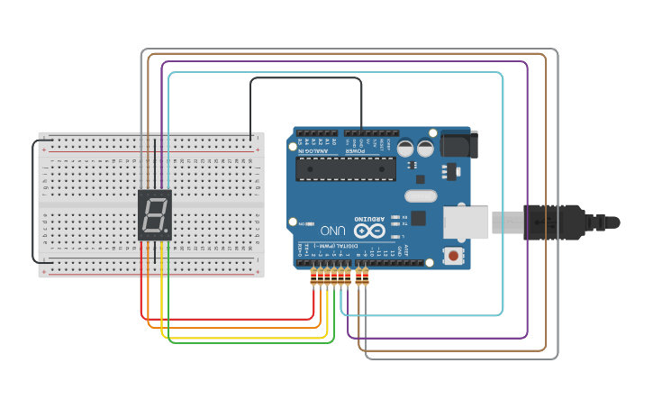 Circuit Design Counter Using Seven Segment Display Tinkercad