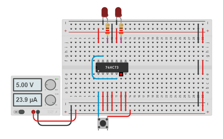 Circuit design 2 Bit asynchronous Counter (Down Counter) - Tinkercad
