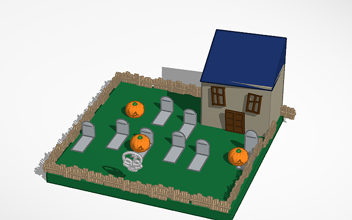 3D design a moving: Cemetery and grave (day6 October) - Tinkercad