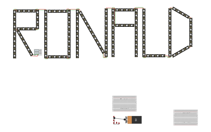 Circuit design letrero luminoso tira led - Tinkercad