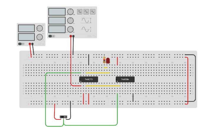 Circuit design D FF | Tinkercad