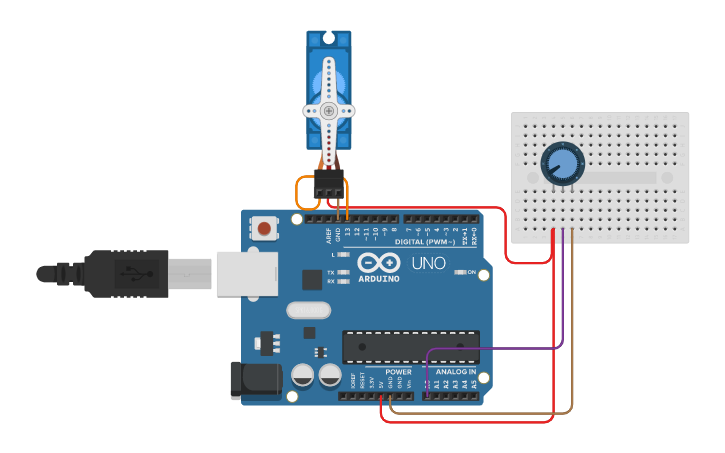 Circuit design Servo Motor+Potentiometer(2019450015) | Tinkercad