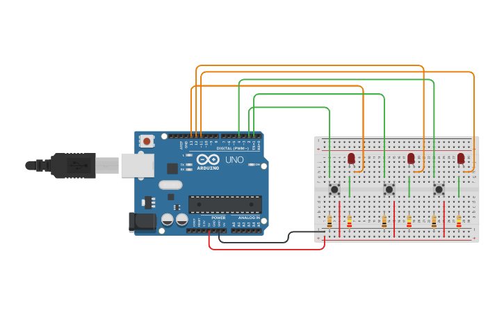 Circuit Design Cancello Con Arduino Con Tre Pulsanti E Led Tinkercad 4618