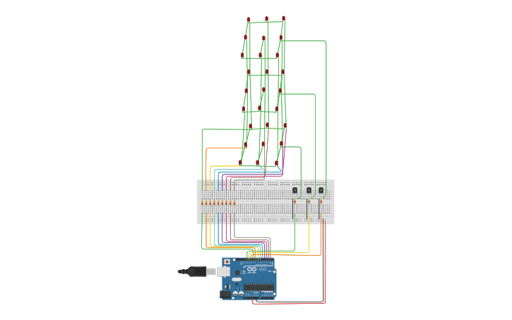 Circuit design cubo 3x3x3 - Tinkercad