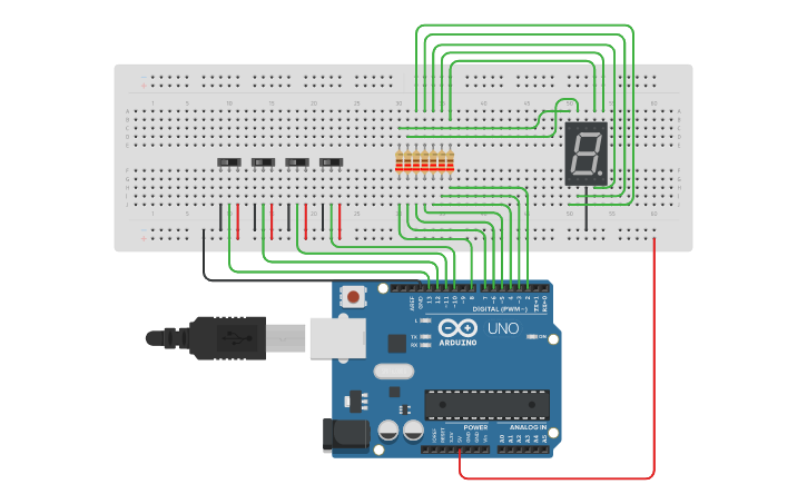 Circuit design Activity 6 - Switch and Seven Segment - Tinkercad