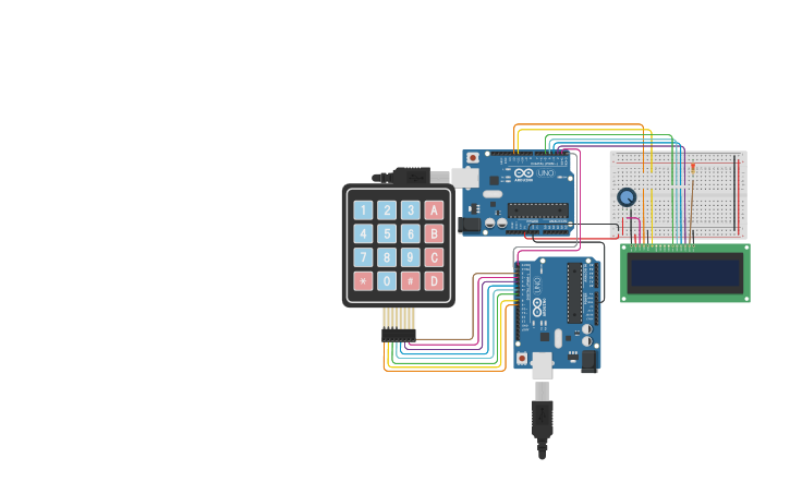 Circuit design TX RX Keypad LCD - Tinkercad