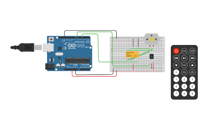 Circuit Design Ir Remote Dc Motor Relay Dpdt Tinkercad