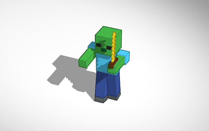 3D design Minecraft Zombie (With Gold Sword) | Tinkercad