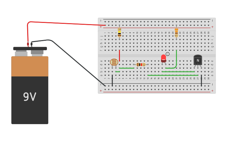 Circuit design sensor de oscuridad - Tinkercad