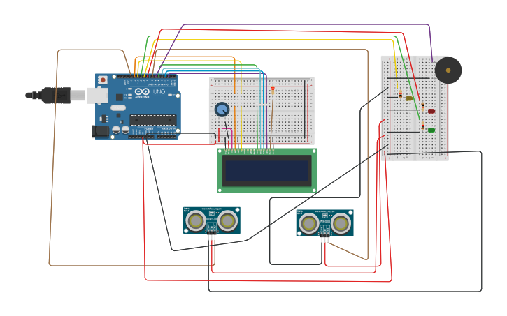 Circuit design 19BEC1372-Smart parking lot - Tinkercad