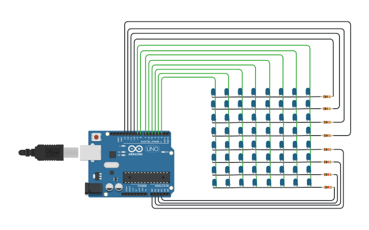 Circuit design MicroLec-name LED matrix - Tinkercad