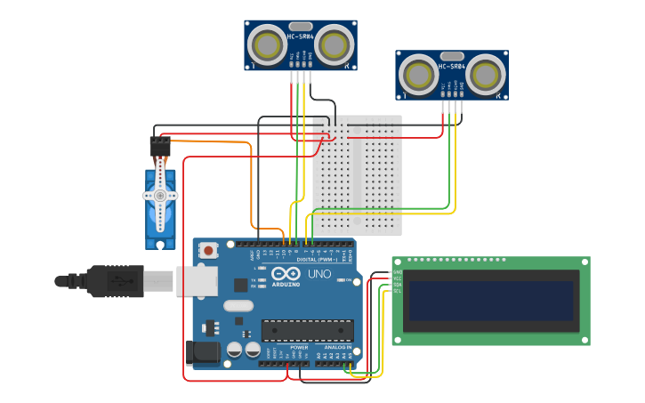Circuit design Smart DustBin - Tinkercad