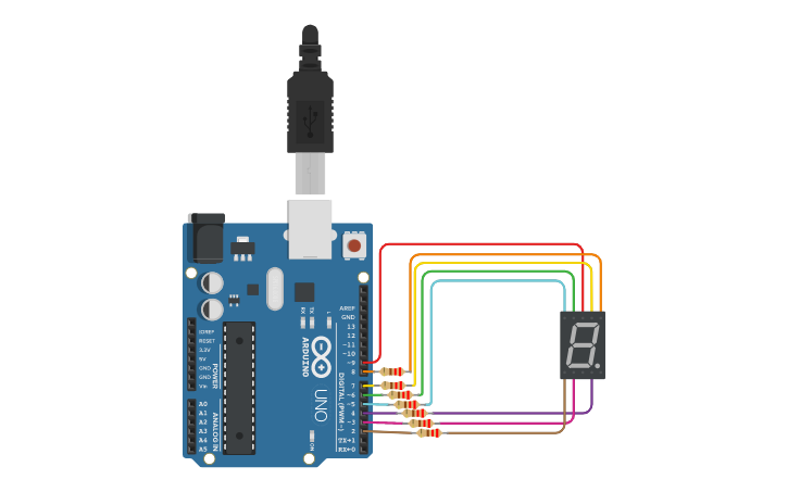 Circuit design SEVEN SEGMENT DISPLAY COUNTER - Tinkercad