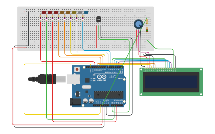 Circuit design Sensore di temperatura - Tinkercad