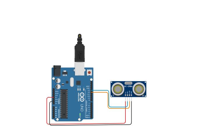 Circuit design Sensor Ultrassom - Tinkercad