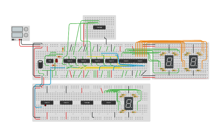 Circuit design Contadores | Tinkercad