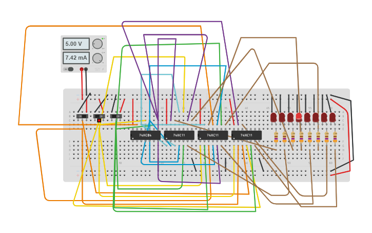 Circuit design 3 TO 8 LIne DECODER | Tinkercad