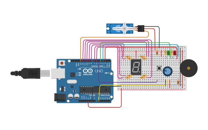 Circuit design Atividade 16: Cofre Binário - Tinkercad