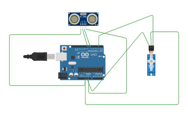 Circuit Design Ultrasonic ความเร็วยิ่งยวด Tinkercad
