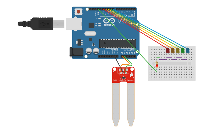 Circuit design sensor de humedad - Tinkercad Circuit design sensor de humedad - Tinkercad