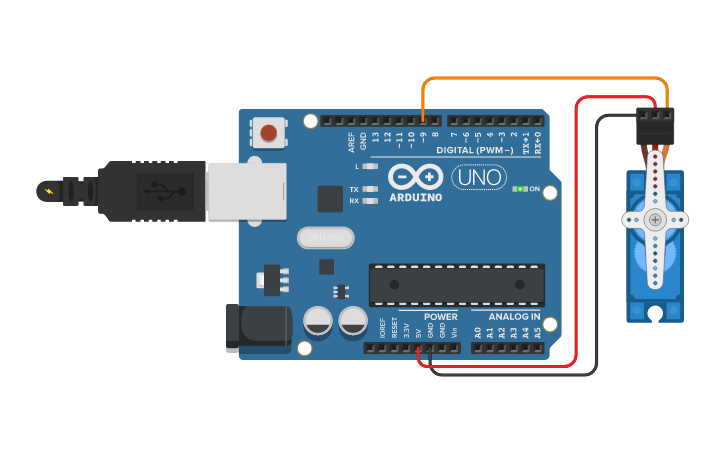 Circuit design Servomotor - Tinkercad