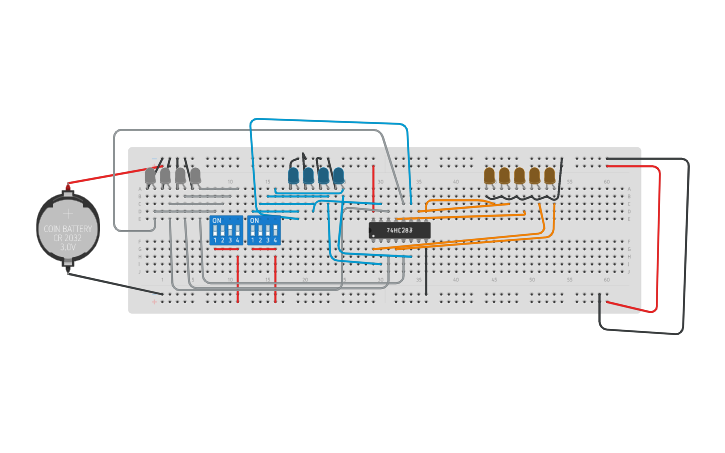 Circuit design 4 bit adder :) | Tinkercad