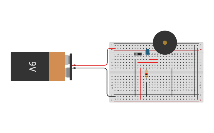 Circuit design Putri Ardillah Kurniati - Slideswitch dengan 1 LED dan 1 Buzzer | Tinkercad
