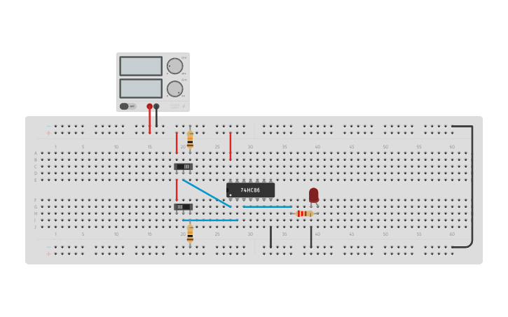Circuit design xor gate | Tinkercad
