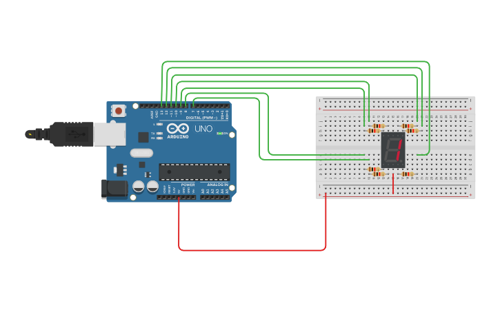 Circuit design LED 7S | Tinkercad