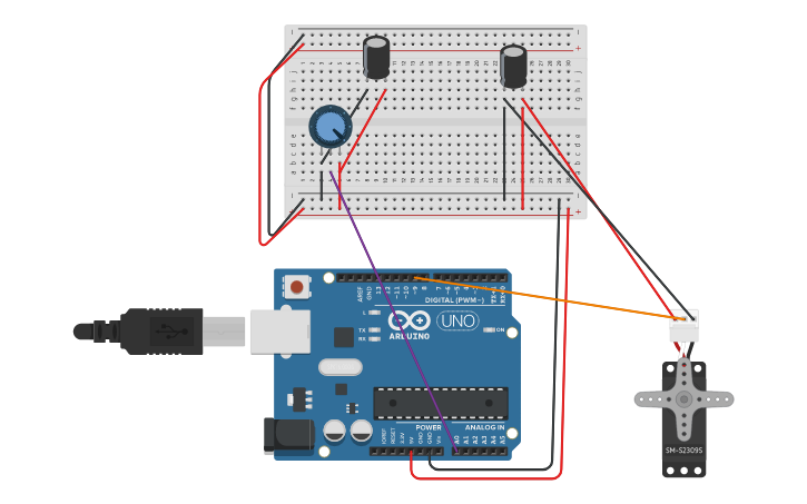 Circuit design servo potentiometer | Tinkercad