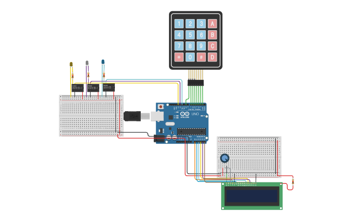 Circuit design Arduino + LCD + Teclado + Relé | Tinkercad