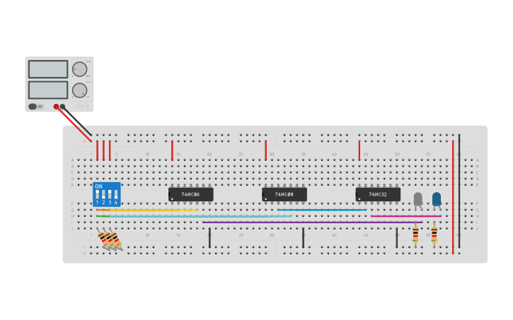 Circuit design Activity 3 - Full Adder - Tinkercad