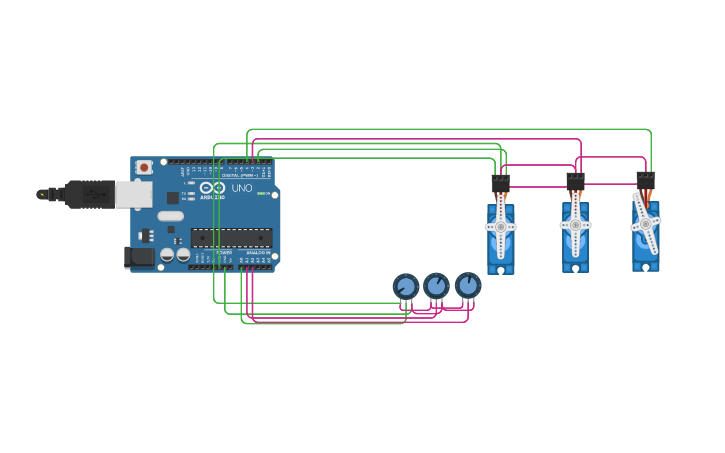 Circuit Design Controlar Servomotores Con Potenciometros Tinkercad