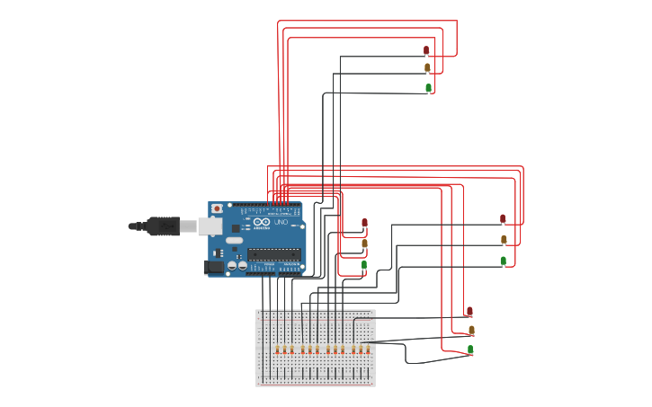Circuit Design Feux Tricolores Tinkercad